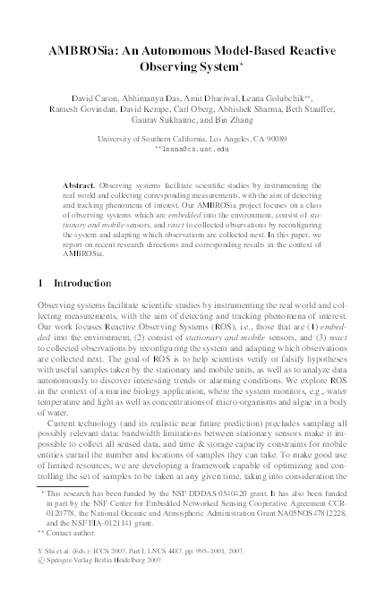 (PDF) AMBROSia: An Autonomous Model-Based Reactive Observing System