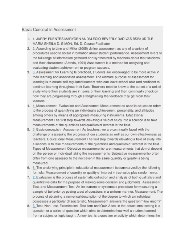 (DOC) Basic Concept in Assessment