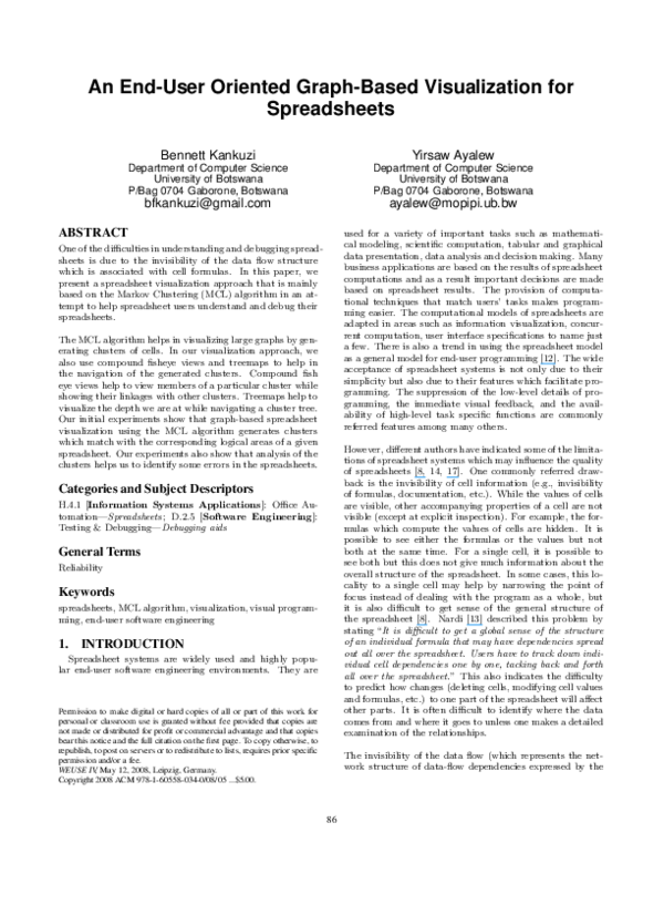 Pdf An End User Oriented Graph Based Visualization For Spreadsheets Yirsaw Ayalew 