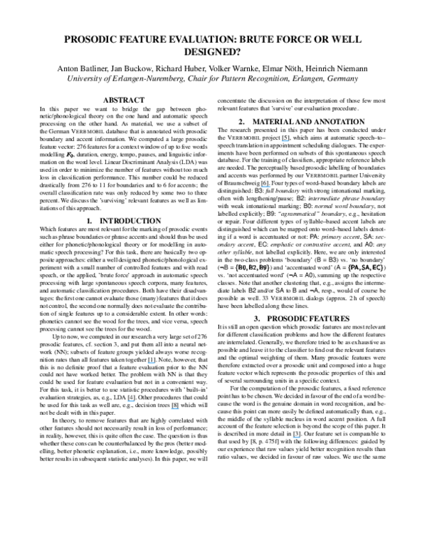 (PDF) PROSODIC FEATURE EVALUATION: BRUTE FORCE OR WELL DESIGNED