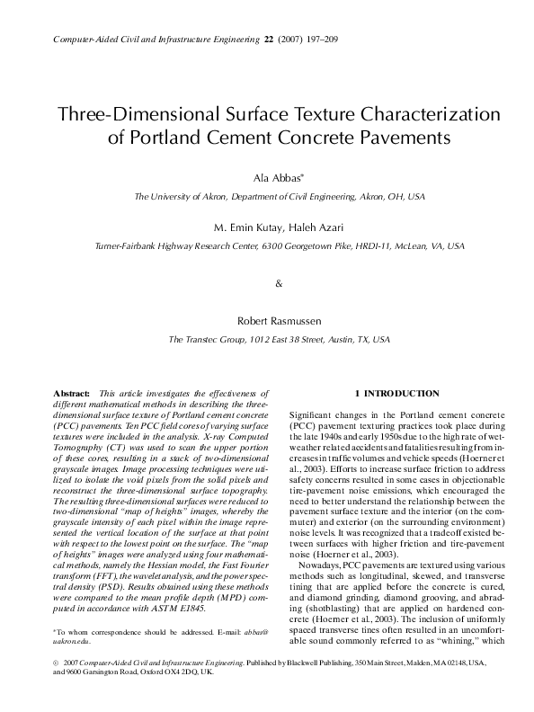 (PDF) Three-Dimensional Surface Texture Characterization of Portland ...
