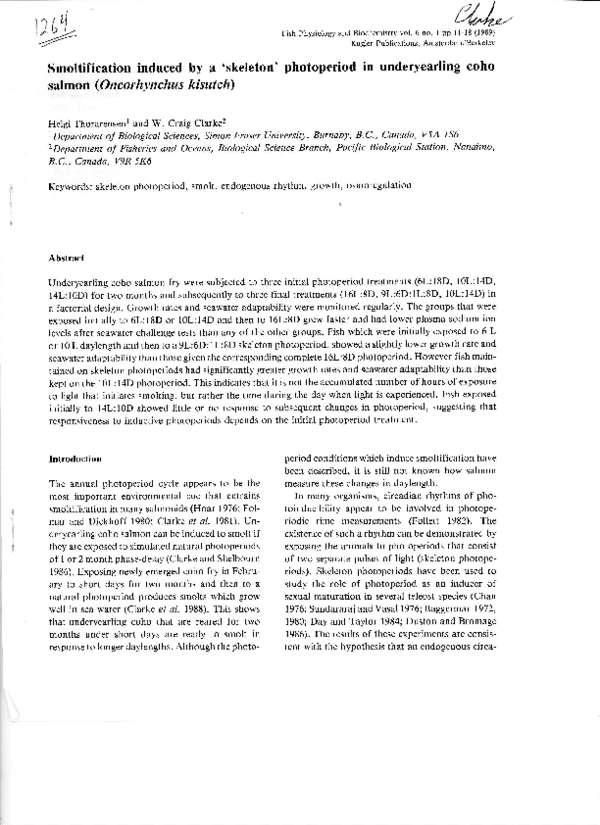 (PDF) Smoltification induced by a ‘skeleton’ photoperiod in underyearling coho salmon ...