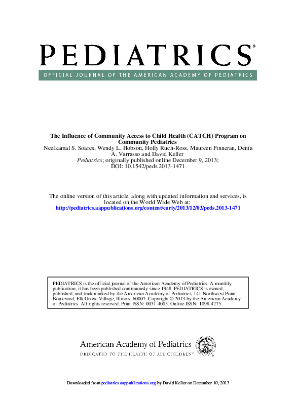 (PDF) The Influence of Community Access to Child Health (CATCH) Program ...