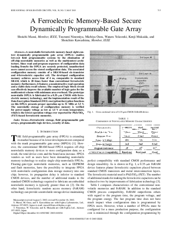 (PDF) Ferroelectric memory based secure dynamically programmable gate array (PDF) Ferroelectric memory based secure dynamically programmable gate array