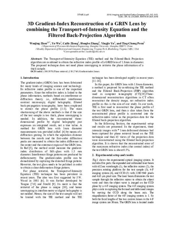 (PDF) 3D Gradient-Index Reconstruction of a GRIN Lens by combining the ...