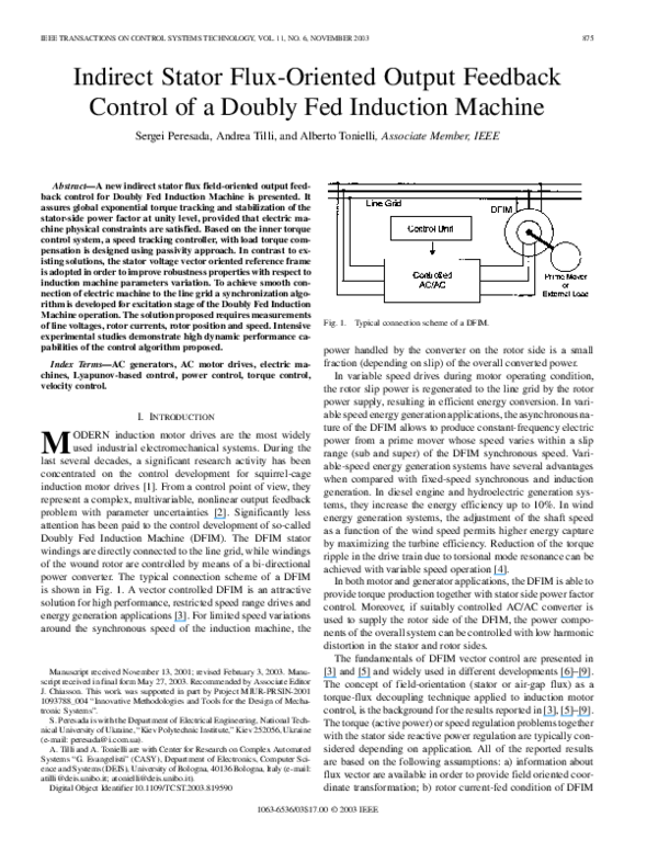 Pdf Indirect Stator Flux Oriented Output Feedback Control Of A Doubly