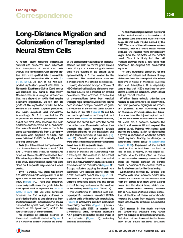 (PDF) Long-Distance Migration and Colonization of Transplanted Neural ...