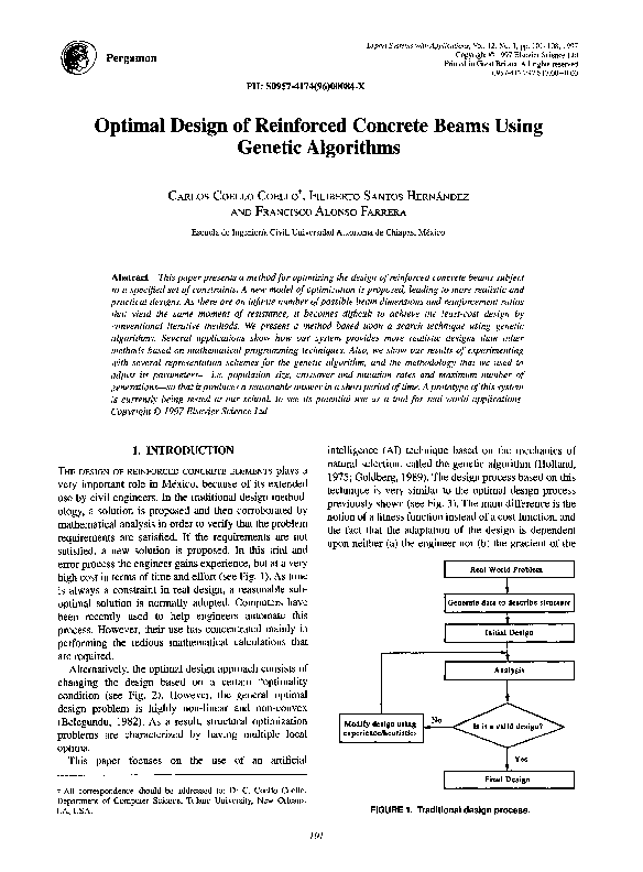 Pdf Optimal Design Of Reinforced Concrete Beams Using Genetic Algorithms