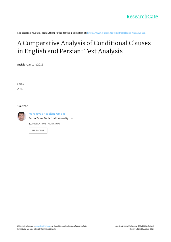 (PDF) A Comparative Analysis of Conditional Clauses in English and ...