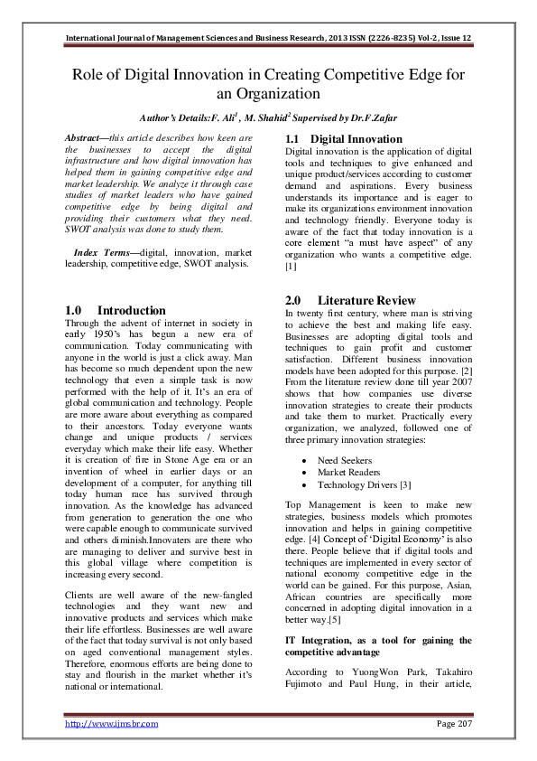 (PDF) Role of Digital Innovation in Creating Competitive Edge for an ...