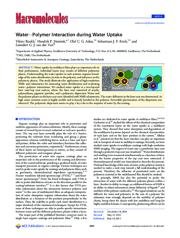 (PDF) Water--Polymer Interaction during Water Uptake