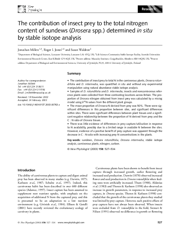 (PDF) The contribution of insect prey to the total nitrogen content of ...