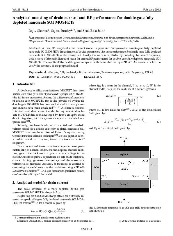 Pdf Analytical Modeling Of Drain Current And Rf Performance For