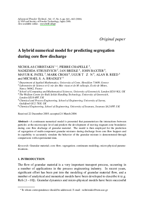 (PDF) A hybrid numerical model for predicting segregation during core ...