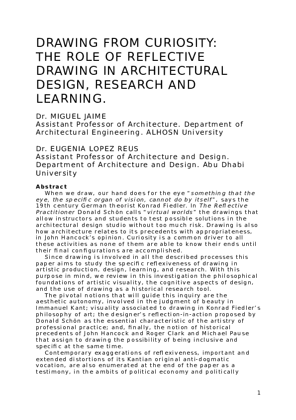 (DOC) DRAWING FROM CURIOSITY: THE ROLE OF REFLECTIVE DRAWING IN ...