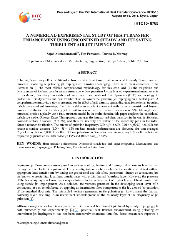 (PDF) A Numerical-Experimental Study of Heat Transfer Enhancement Using ...