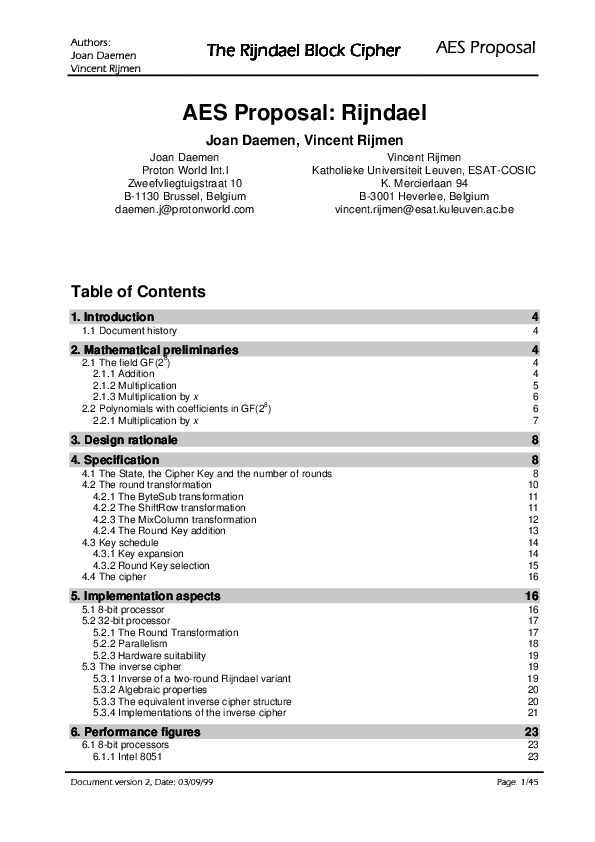 (PDF) AES Proposal: Rijndael