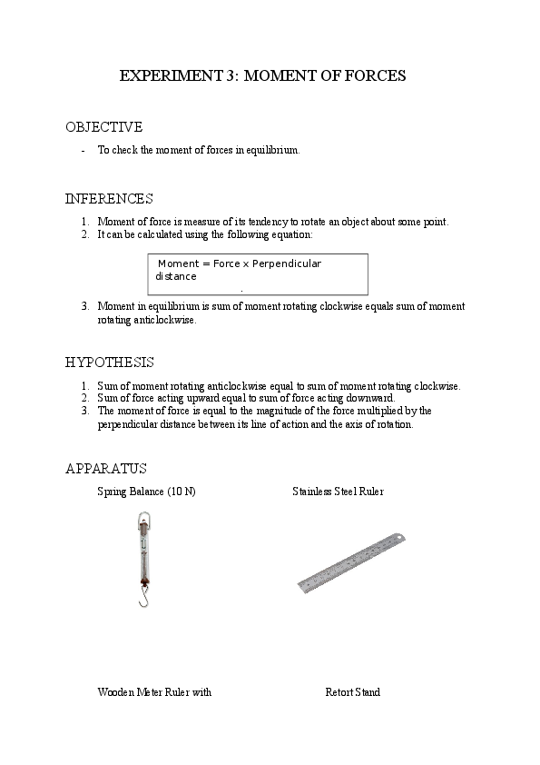 (DOC) EXPERIMENT 3: MOMENT OF FORCES