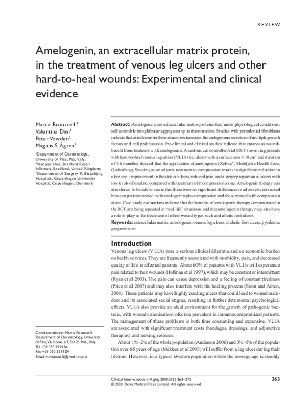 (PDF) Amelogenin, an extracellular matrix protein, in the treatment of ...