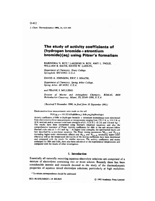 (PDF) The study of activity coefficients of (hydrogen bromide ...