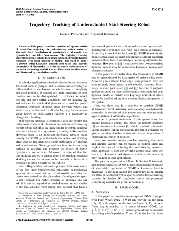 (PDF) Modeling and control of a 4-wheel skid-steering mobile robot | József Tar - Academia.edu
