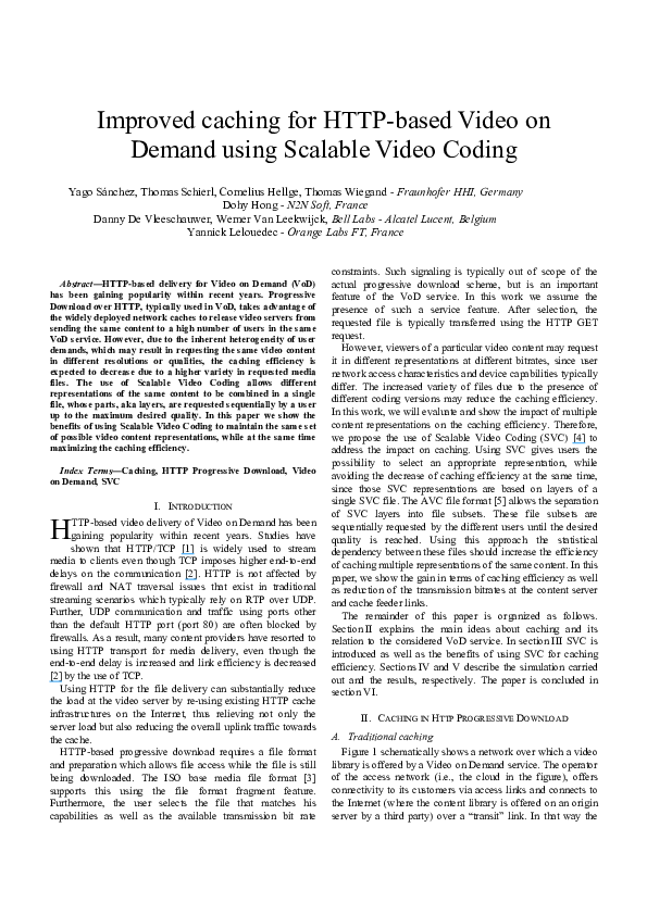 (PDF) Improved caching for HTTP-based Video on Demand using Scalable Video Coding