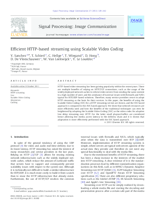 Pdf Efficient Based Streaming Using Scalable Video Coding 3808