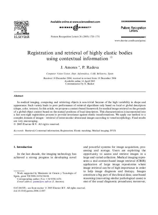 (PDF) Registration and retrieval of highly elastic bodies using contextual information q