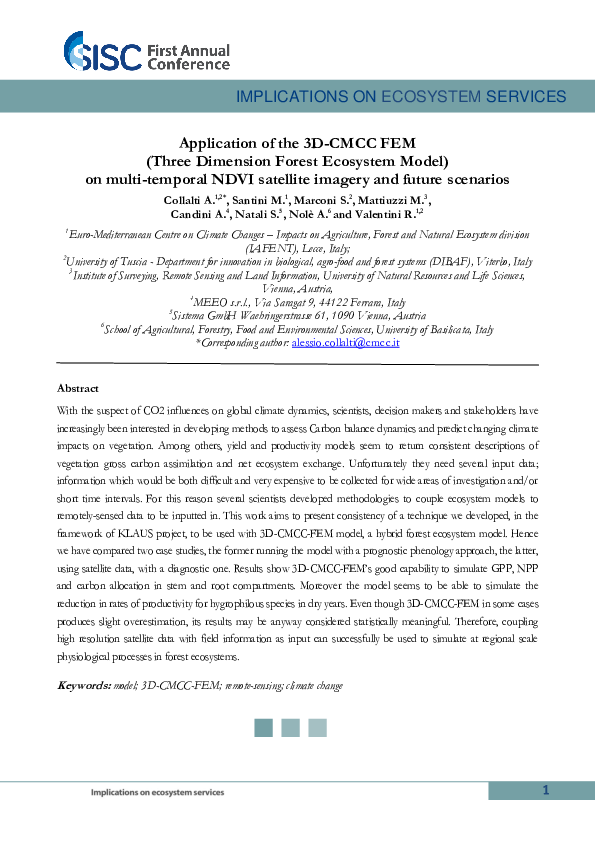 (PDF) Application of the 3D-CMCC FEM (Three Dimension Forest Ecosystem ...