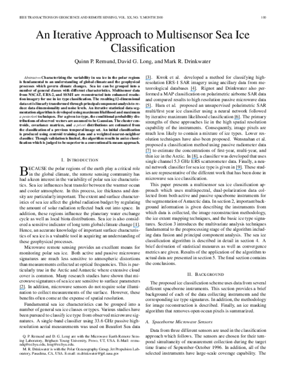 (PDF) An iterative approach to multisensor sea ice classification