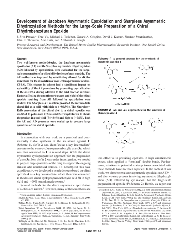 (PDF) Development of Jacobsen Asymmetric Epoxidation and Sharpless ...