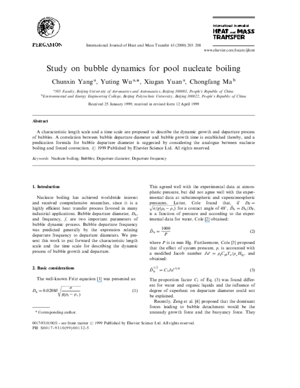 (PDF) Study on bubble dynamics for pool nucleate boiling