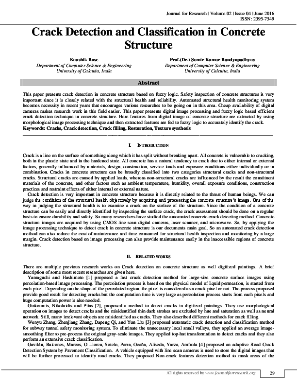 Pdf Crack Detection And Classification In Concrete Structure