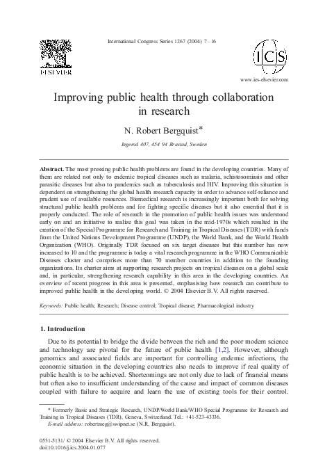 (PDF) Improving public health through collaboration in research