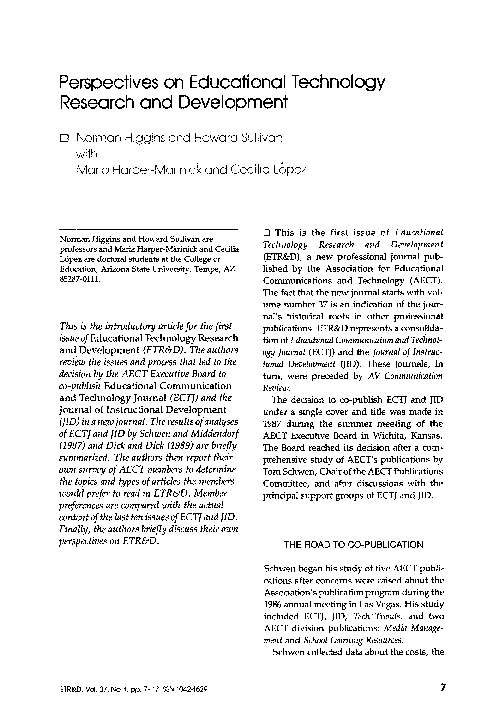 (PDF) Perspectives on educational technology research and development ...