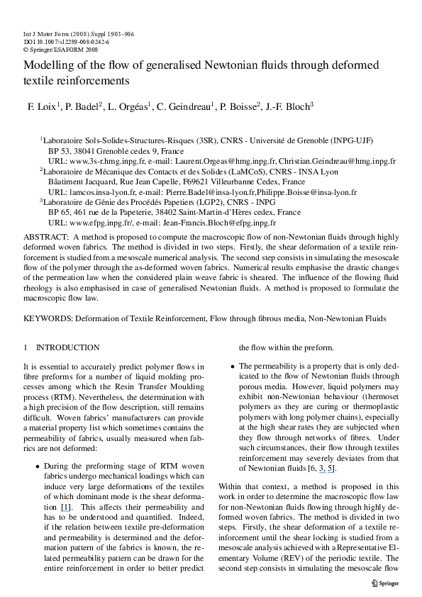 Pdf Modelling Of The Flow Of Generalised Newtonian Fluids Through
