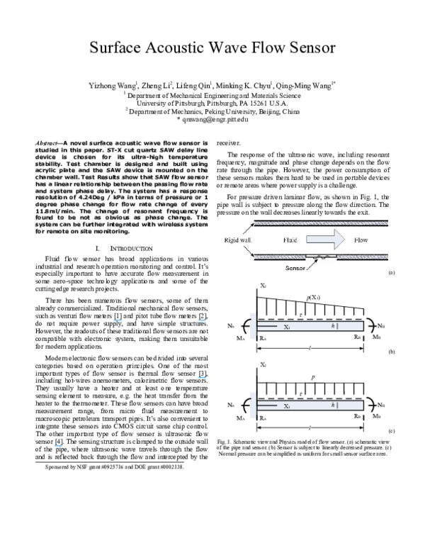 (PDF) Surface Acoustic Wave Flow Sensor