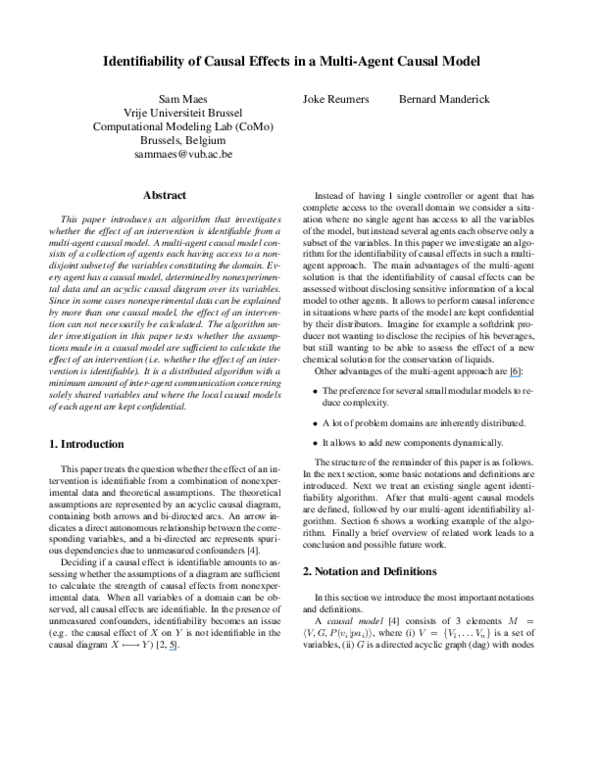 (PDF) Identifiability of Causal Effects in a Multi-Agent Causal Model