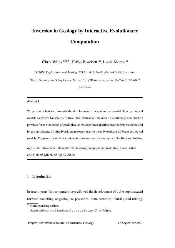 (PDF) Inversion in geology by interactive evolutionary computation