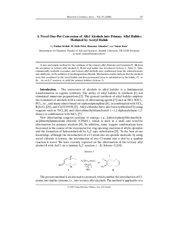 (PDF) A Novel One-Pot Conversion of Allyl Alcohols into Primary Allyl ...