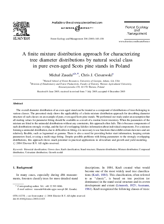 Pdf A Finite Mixture Distribution Approach For Characterizing Tree