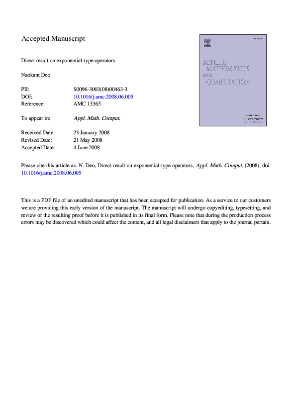 Pdf Direct Result On Exponential Type Operators
