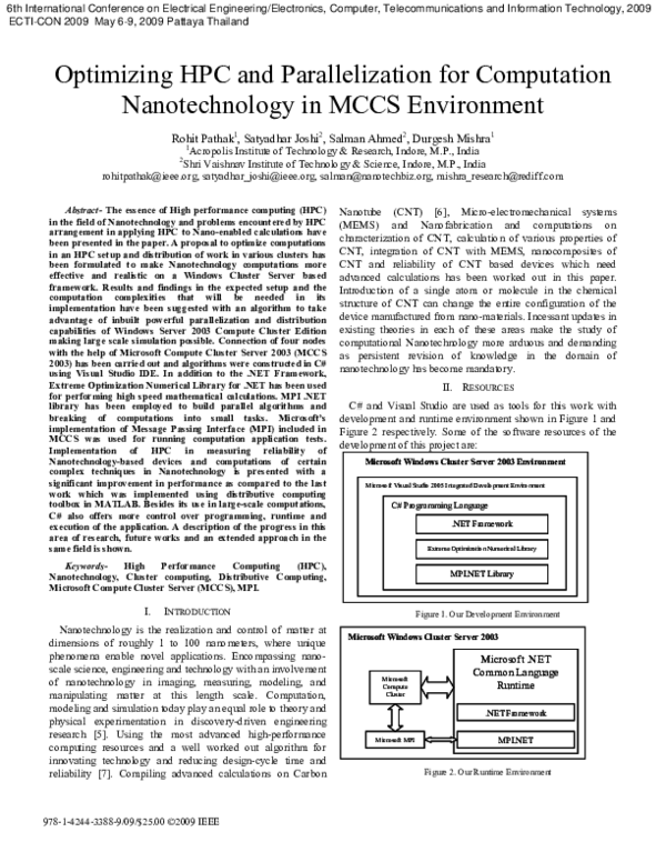 Pdf Optimizing Hpc And Parallelization For Computation Nanotechnology In Mccs Environment 