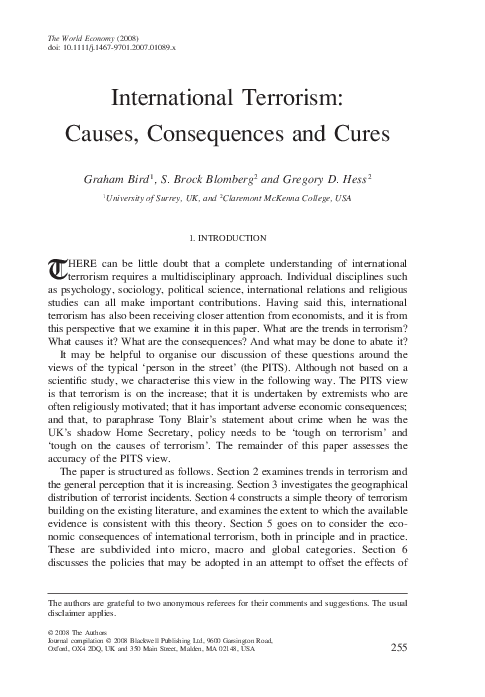 (PDF) International Terrorism: Causes, Consequences and Cures