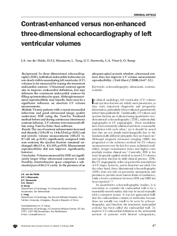 (PDF) Analysis of Left Ventricular Volumes and Function: A Multicenter ...