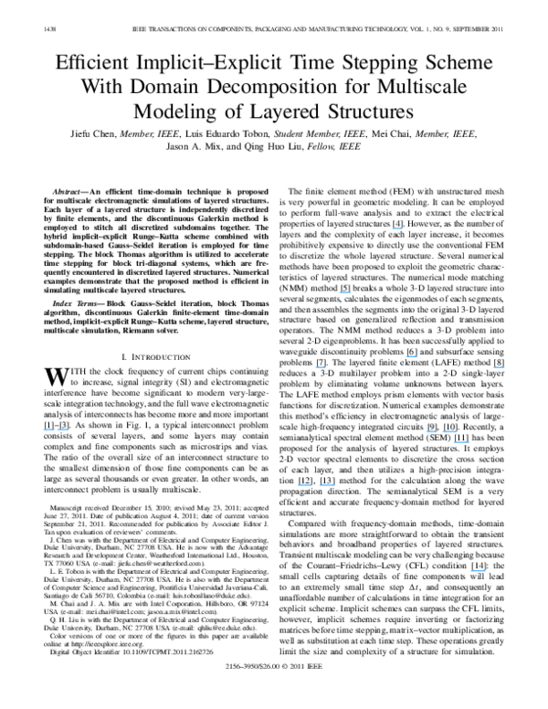 Pdf Efficient Implicitexplicit Time Stepping Scheme With Domain Decomposition For Multiscale