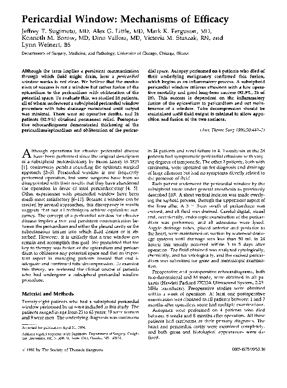 (PDF) Pericardial window: Mechanisms of efficacy