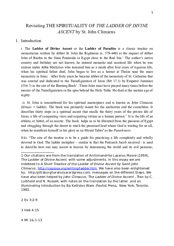 (DOC) Revisiting THE SPIRITUALITY OF THE LADDER OF DIVINE ASCENT by St ...