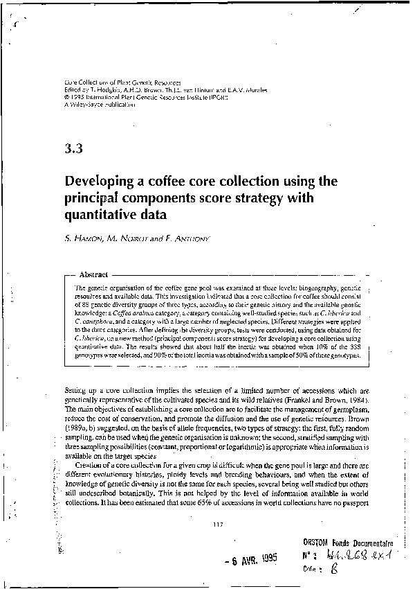 (PDF) Developing a coffee core collection using the principal ...