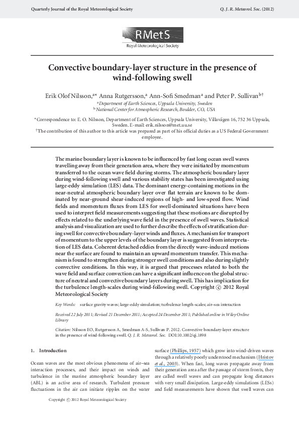 Pdf Convective Boundary Layer Structure In The Presence Of Wind